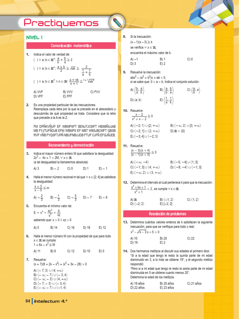 Desigualdades e Inecuaciones 5to Secundaria | PDF | Objetos matemáticos | Matemática Elemental