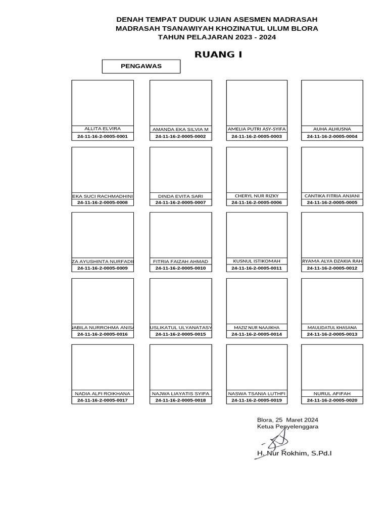 5.denah Tempat Duduk Ujian 23-24 | PDF