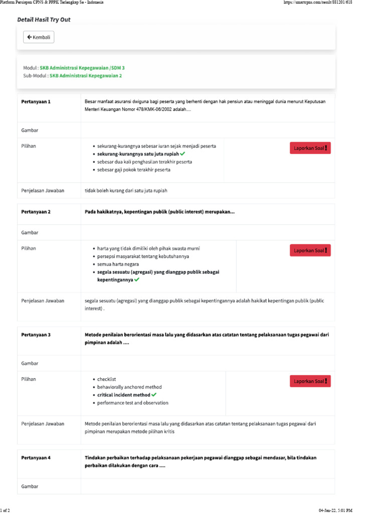 SOAL SKB Administrasi Kepegawaian SDM33 2021 | PDF
