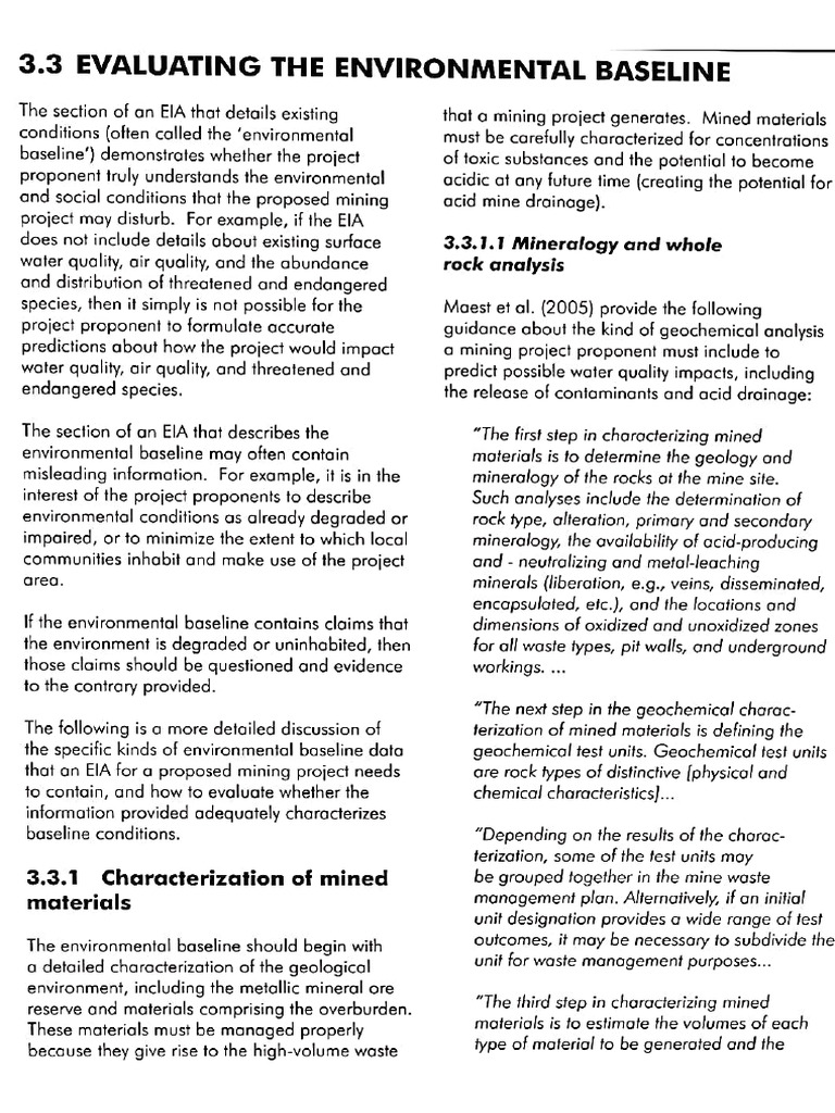 Evaluating The Environmental Baseline | PDF