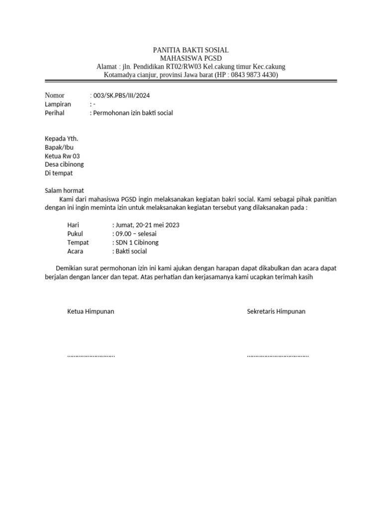 CTH Surat Dinas | PDF