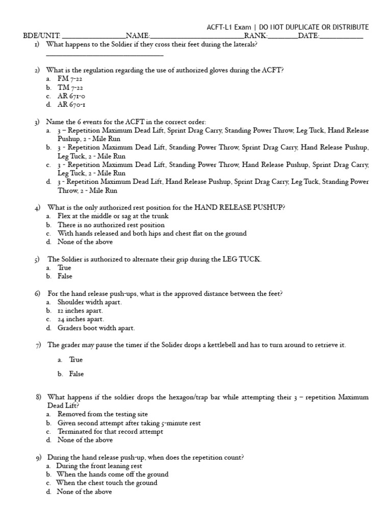 ACFT-L1 Exam Guidelines and Rules | PDF