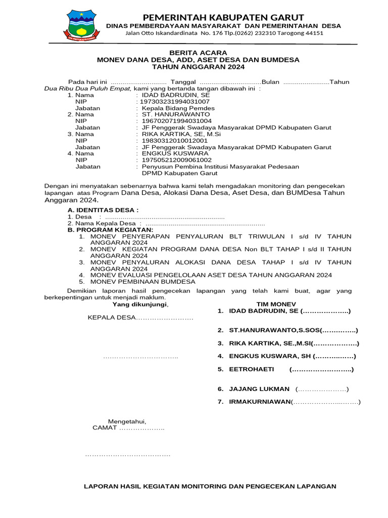 Revis Monitoring DD, Add, Aset Desa Dan Bumdesa 2024 | PDF
