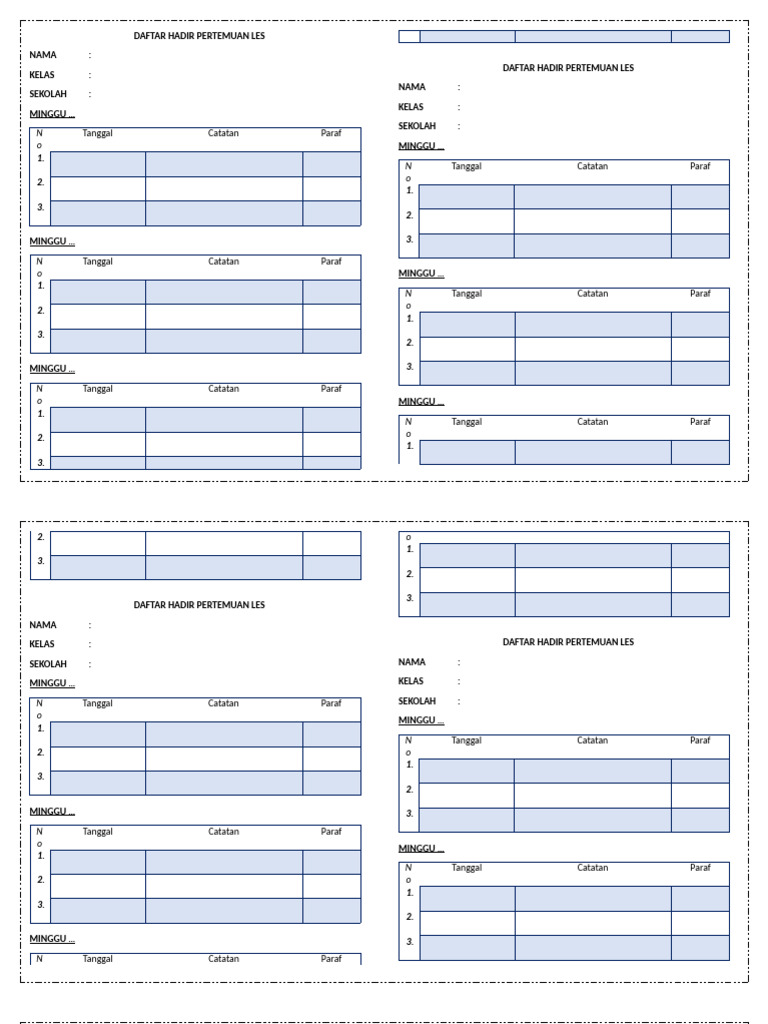Absensi Les NMJ | PDF