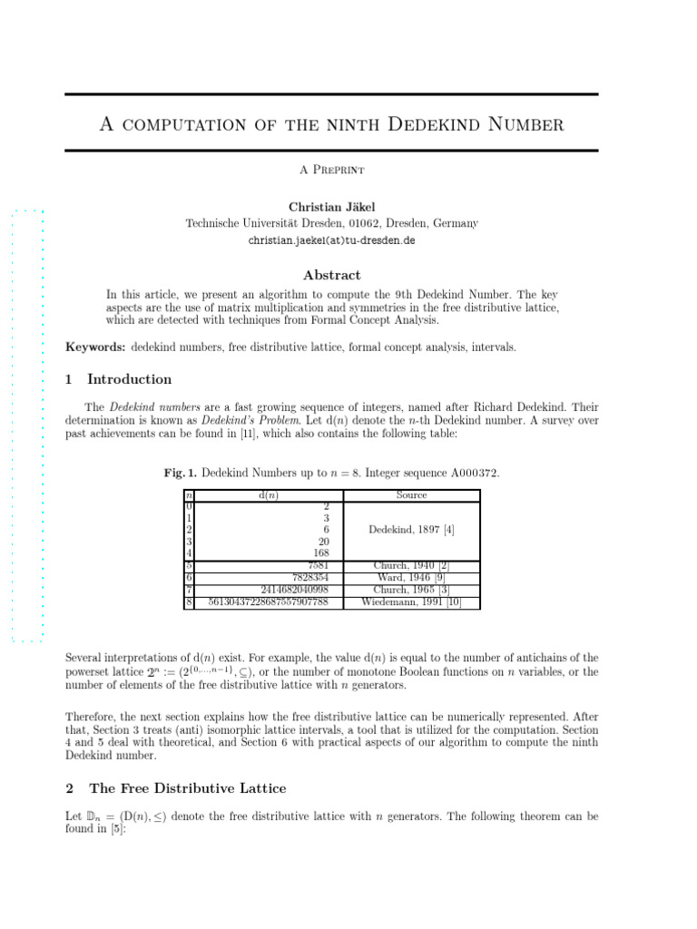 A Computation of The Ninth Dedekind Number: Christian Jäkel | PDF ...