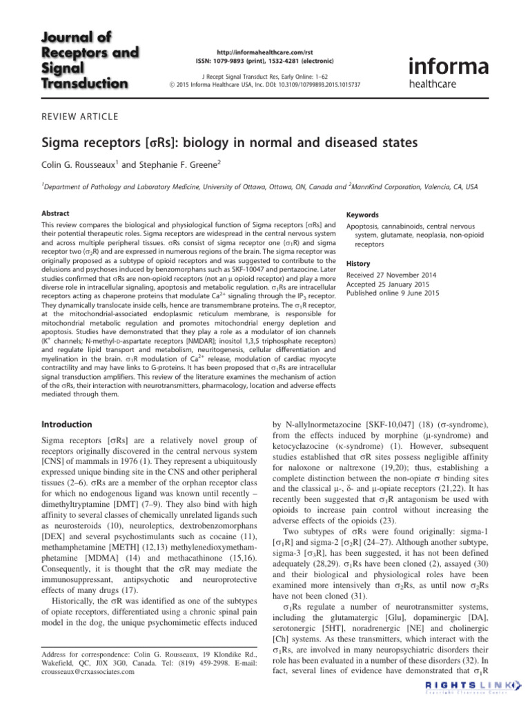 Sigma R | PDF | Apoptosis | Cell Signaling