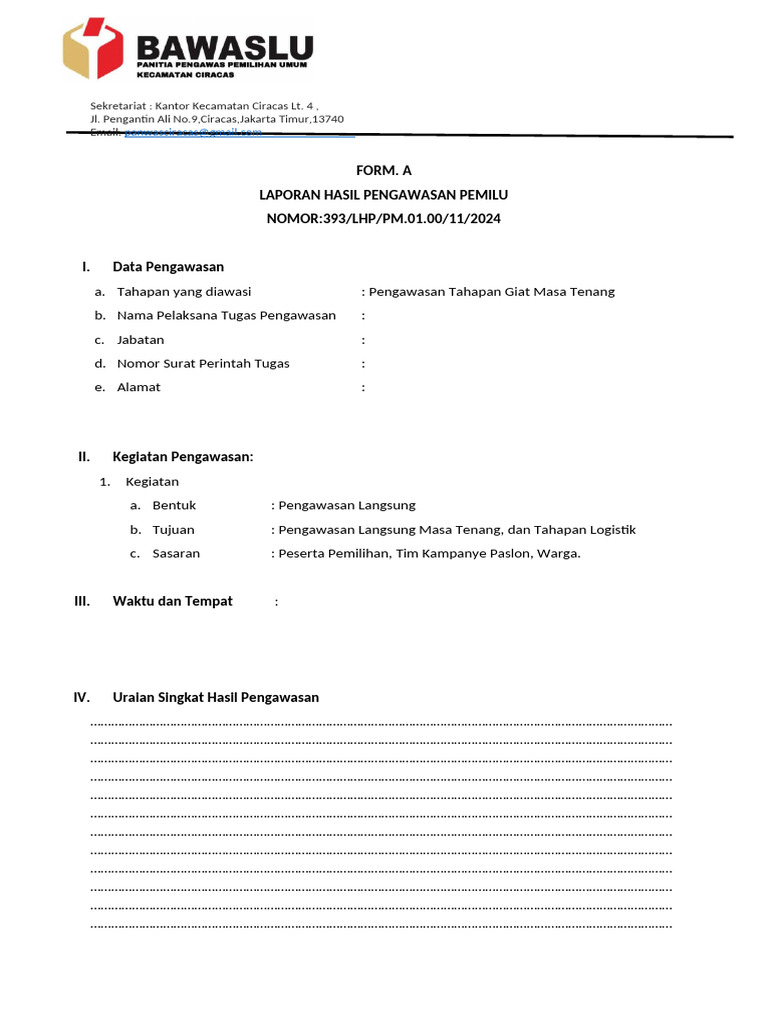 Form A Masa Tenang (PTPS) | PDF