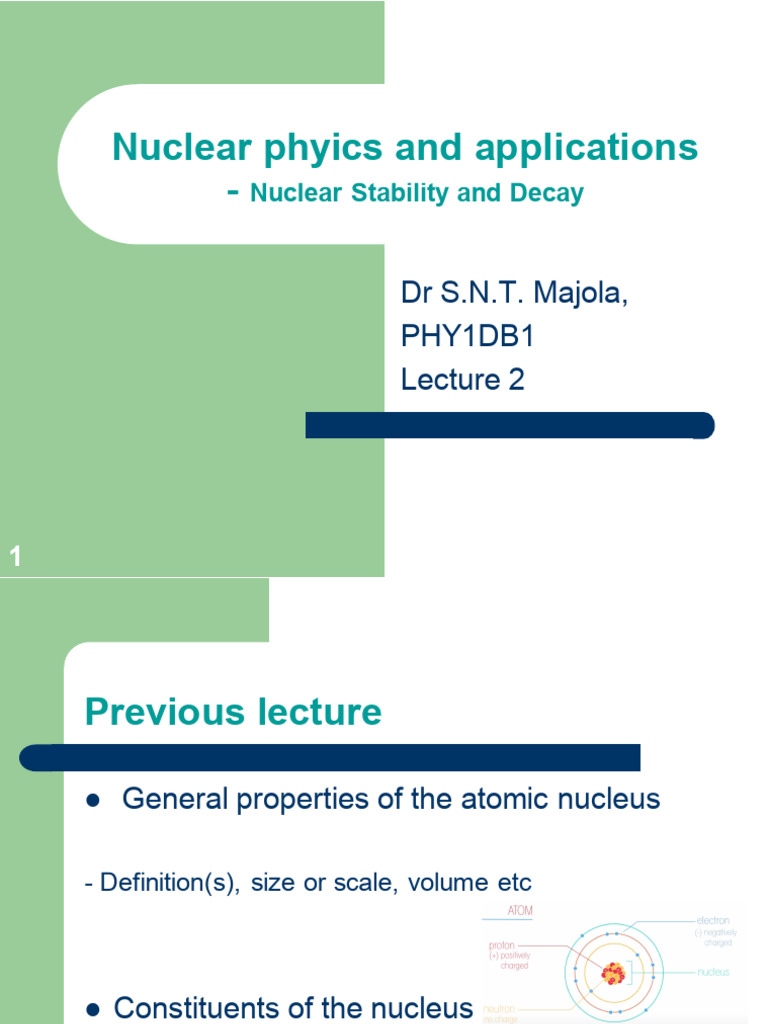 Nuclear Physics Lecture #2 | PDF | Radioactive Decay | Neutrino