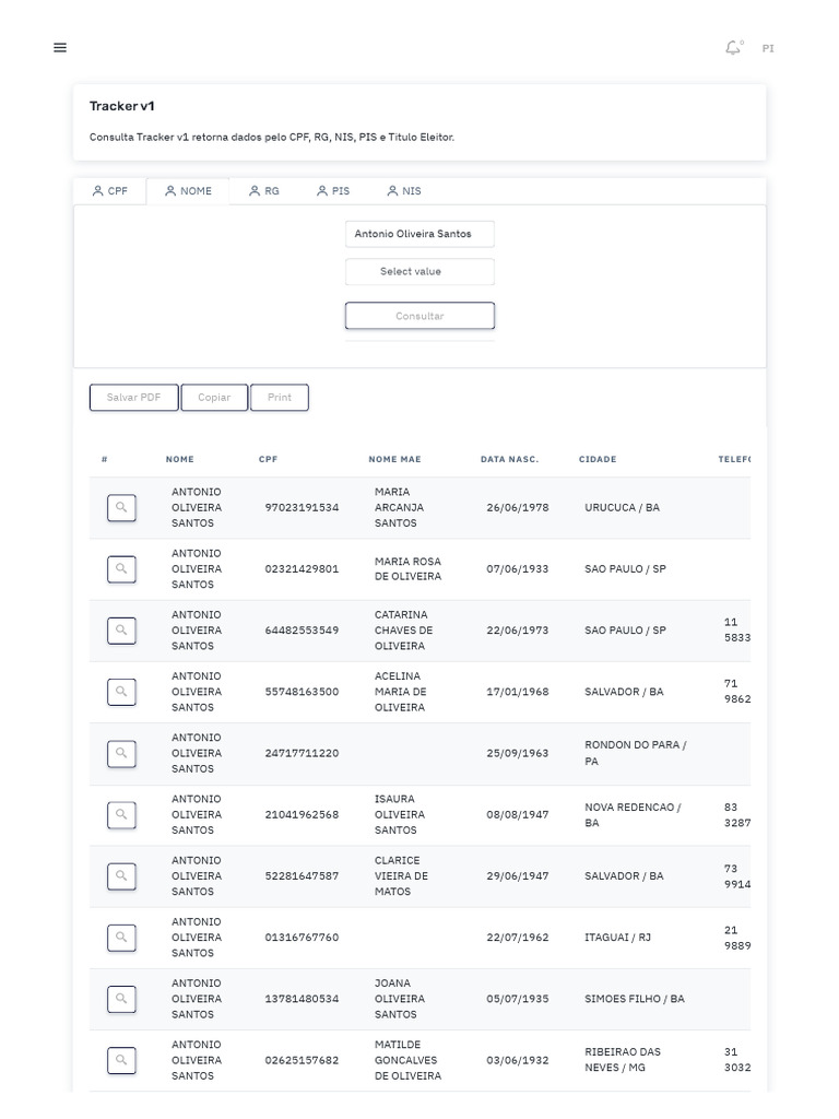 Lista Nome, CPF e Data de Nascimento | PDF