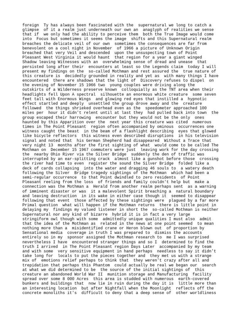 Mothman Biology Explained The Science of The Mothman (English ...