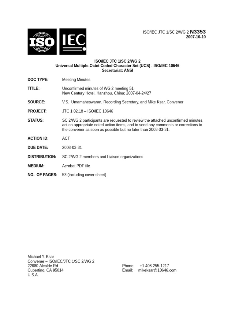 N 3353 | PDF | Iso/Iec Jtc 1 | International Organization For Standardization