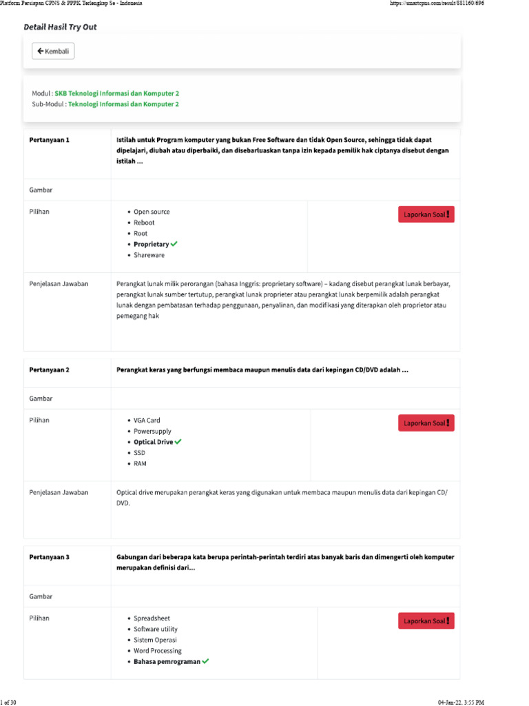 Soal SKB Tik2 2021 | PDF