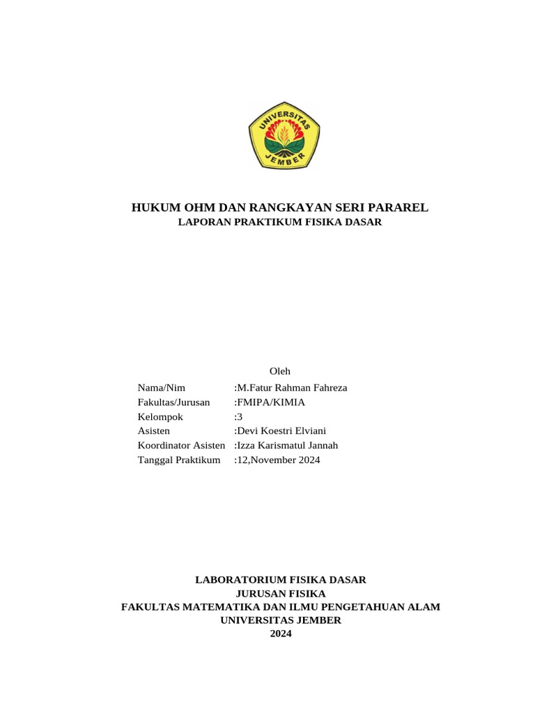 Format Laporan Praktikum Fisika Dasar 2024 | PDF Format Laporan Praktikum Fisika Dasar 2024 | PDF