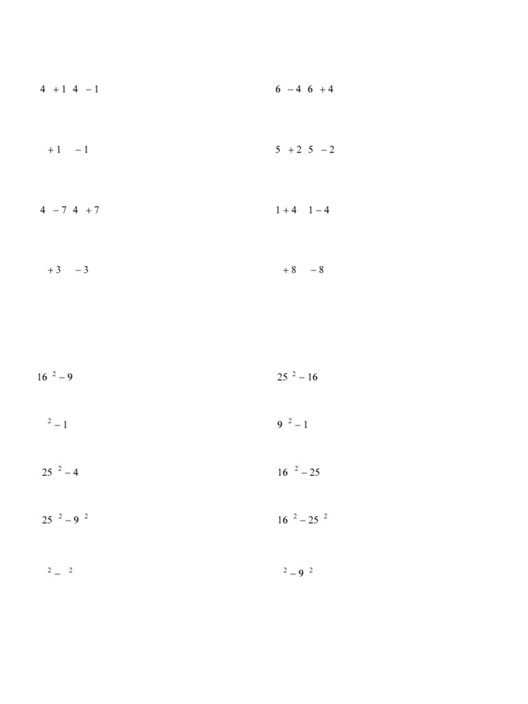 Apr 24 Factoring A Difference of Squares Worksheet | PDF