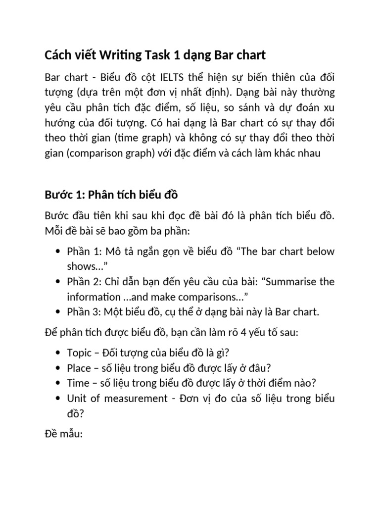 Cách viết Writing Task 1 dạng Bar chart | PDF
