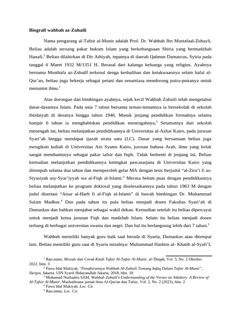 Biografi Wahbah Az-Zuhaili.. | PDF