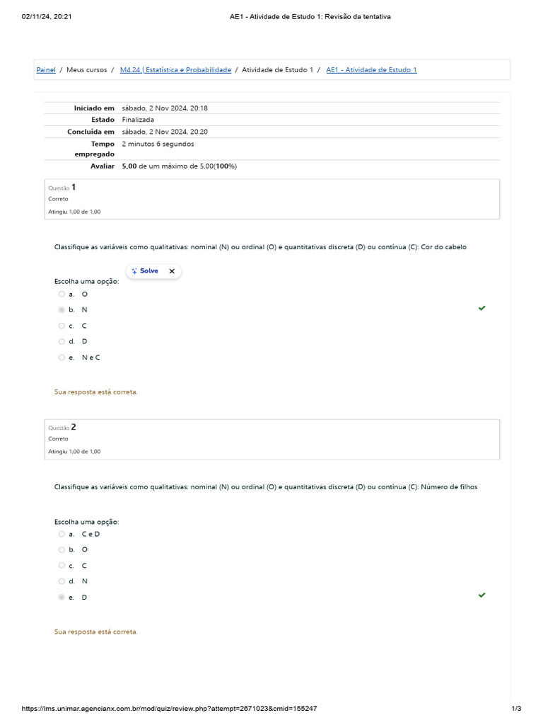 AE1 - Atividade de Estudo 1 | PDF