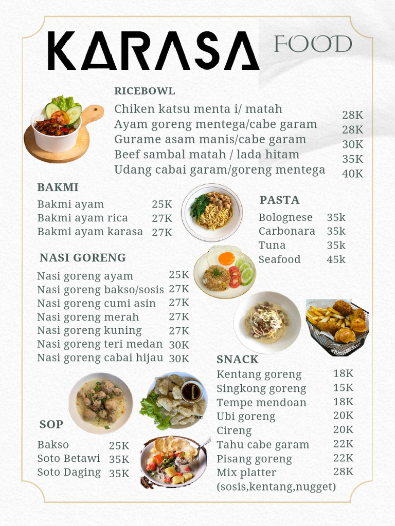 Simple Minimalis Family Restaurant Menu PDF | PDF