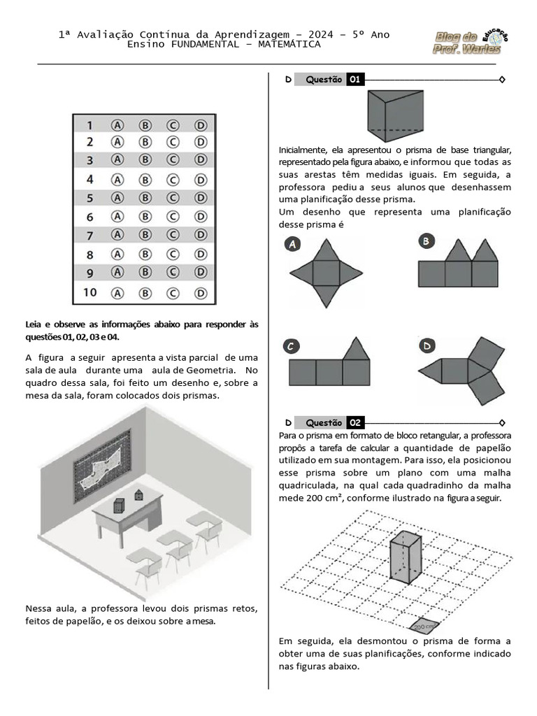 Simulado 5 Ano | PDF | Geometria