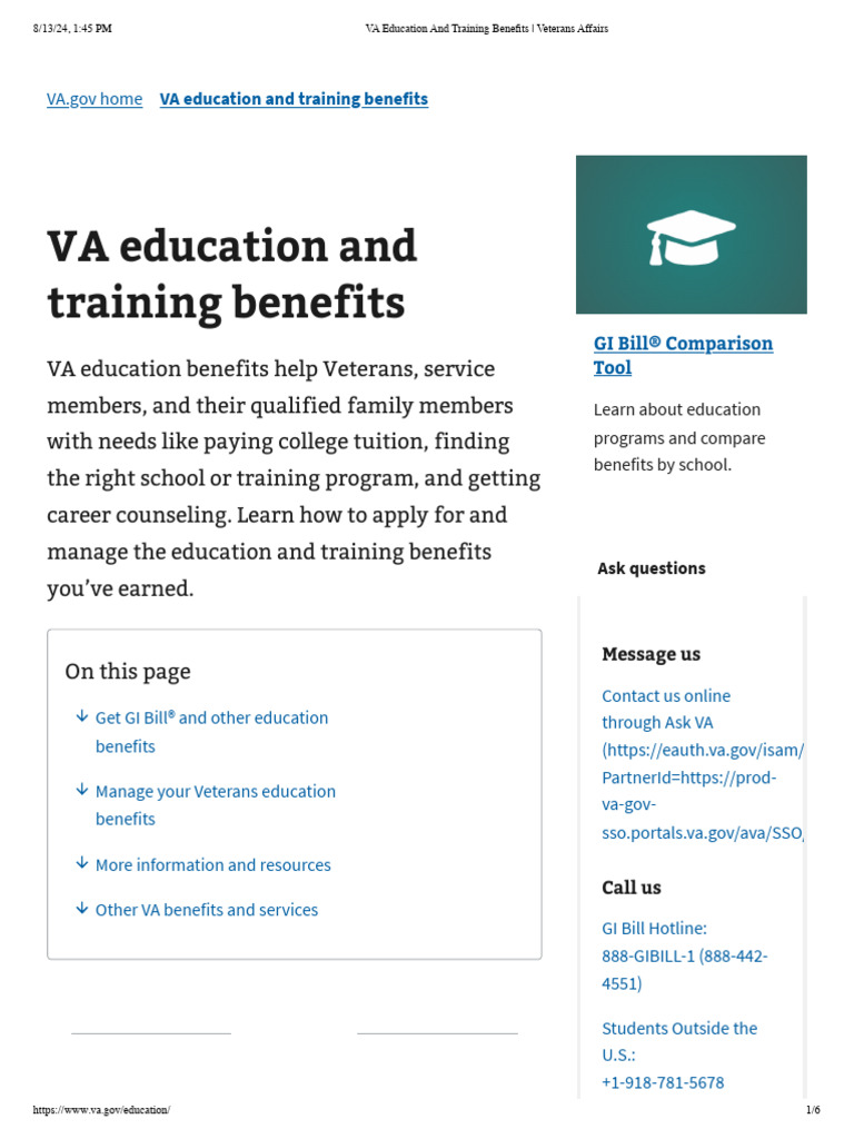 VA Education and Training Benefits - Veterans Affairs | PDF | G.I. Bill ...