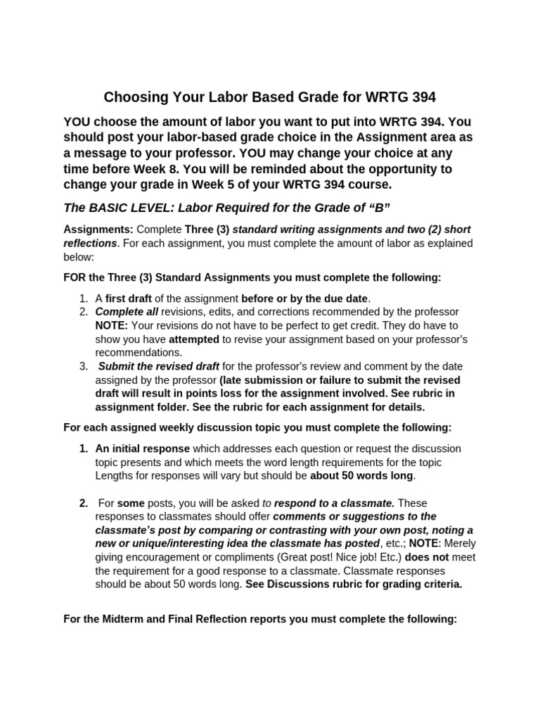LABORBASEDGRADECHOICEDOCUMENT2022 Integrated AGrade Assignment | PDF ...