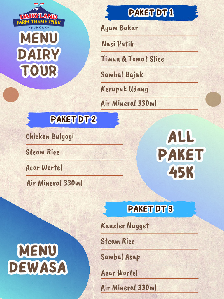 Cimory Dairyland Menu Overview | PDF