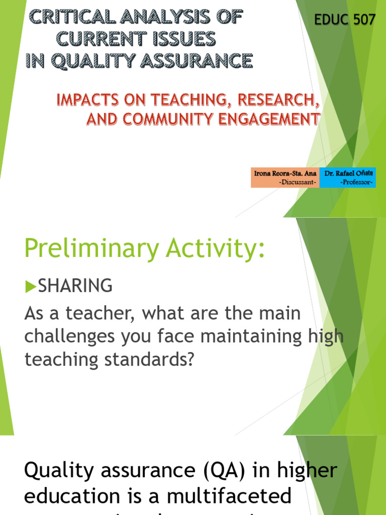 Educ 507-Critical Analysis of Current Issues in QUALITY ASSURANCE | PDF | Quality Assurance ...
