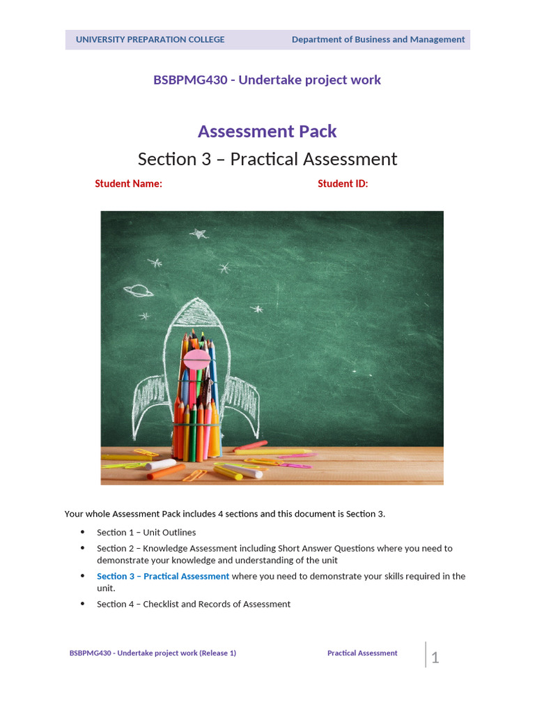 BSBPMG430 0303 Assessment Section 3 Practical Assessment V2.4 | PDF | Risk | Risk Management