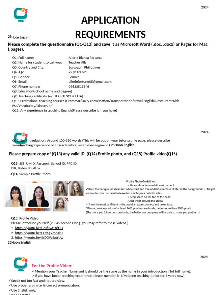 25Hoon-ApplicationRequirements 2024 | PDF | Video | Computing