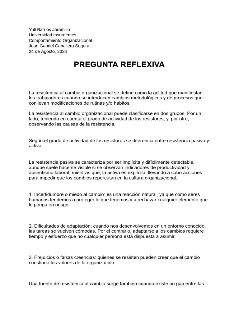Pregunta Reflexiva | PDF
