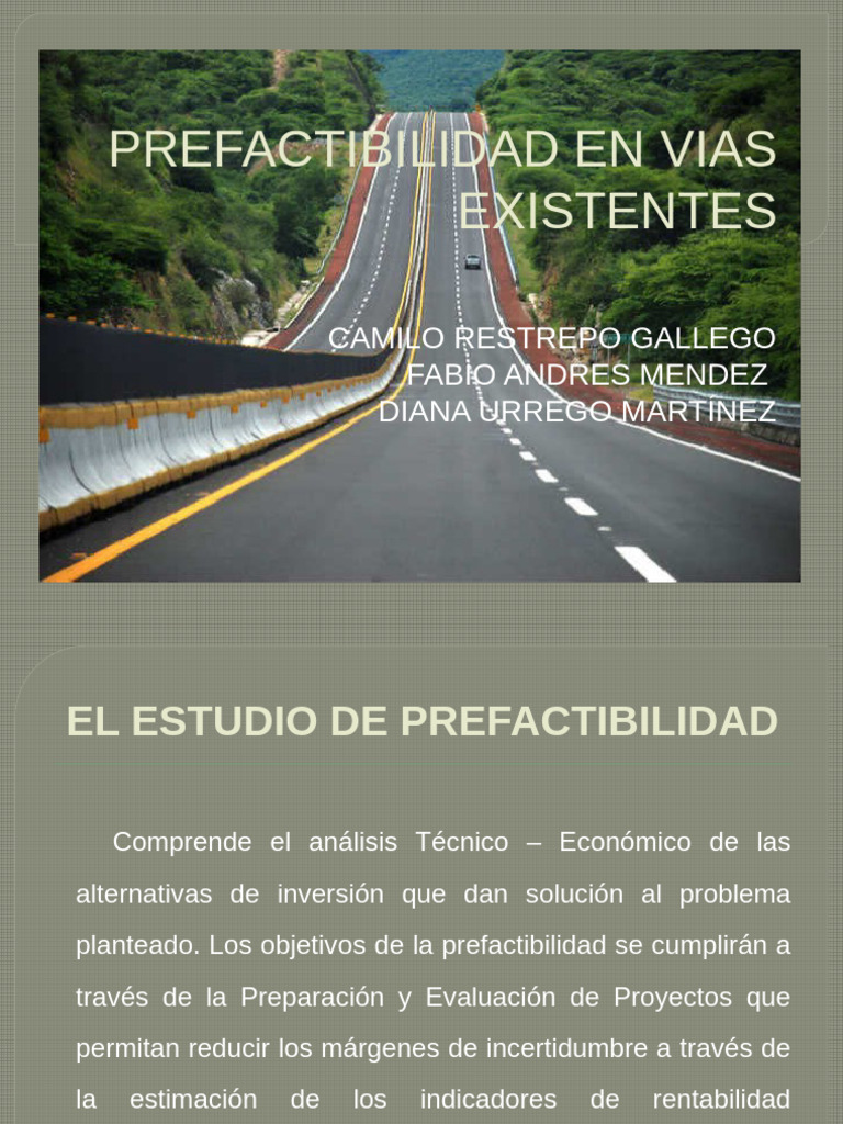 Prefactibilidad Vías Existentes | PDF | La carretera | Estudio de ...