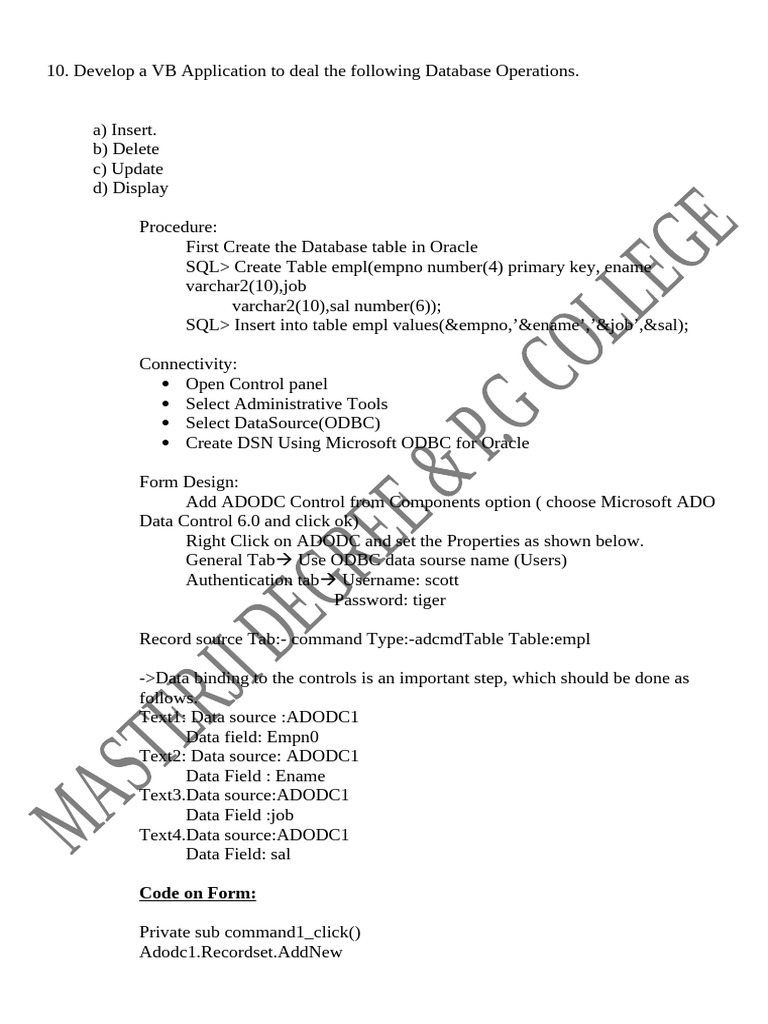 VB Application for Database Operations | PDF