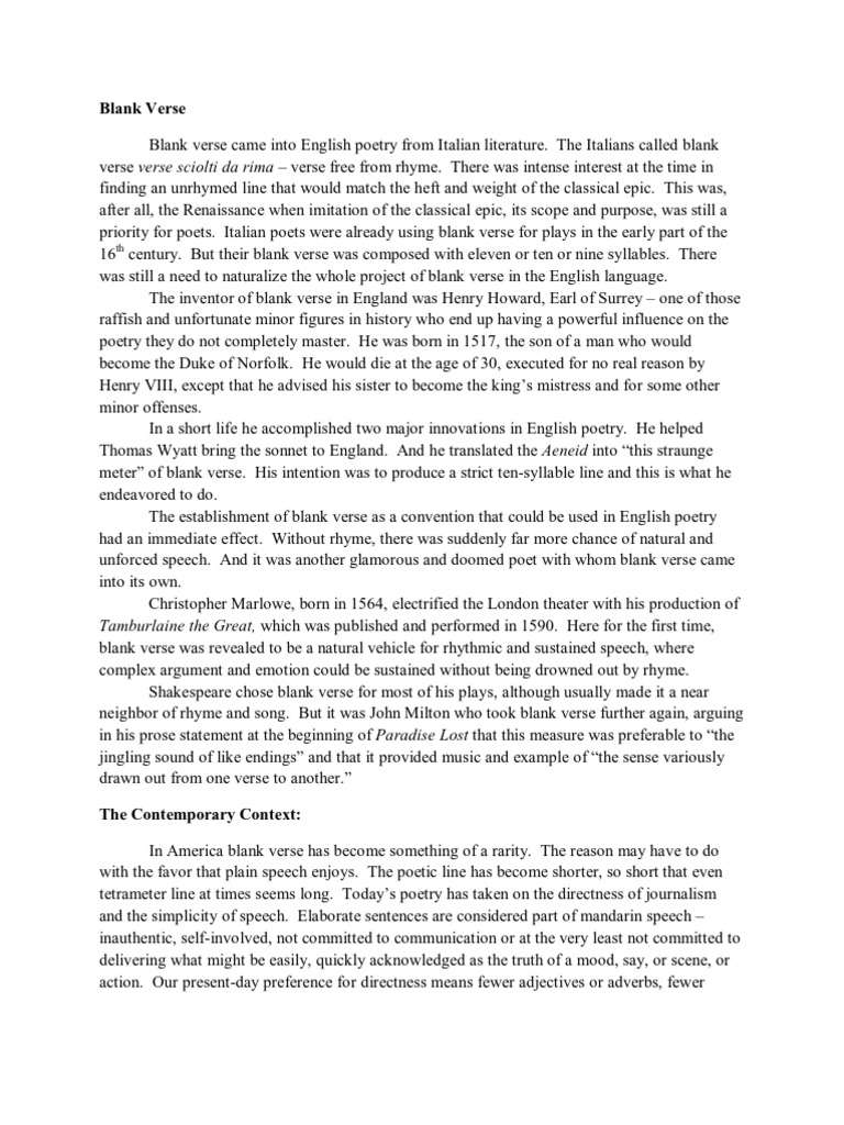 Blank Verse | English Poetry | Poetry