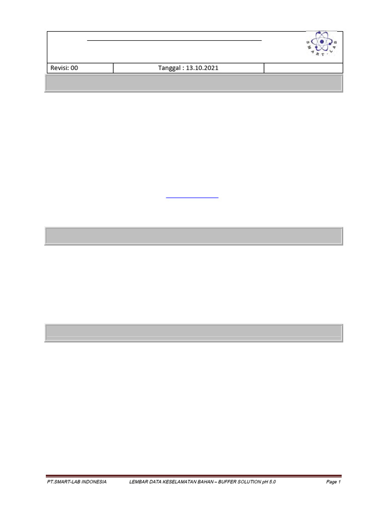 MSDS BUFFER SOLUTION PH 5.0 (INDO) | PDF