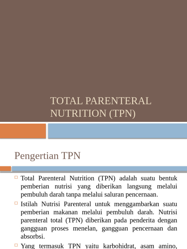 Total Parenteral Nutrition (TPN) | PDF
