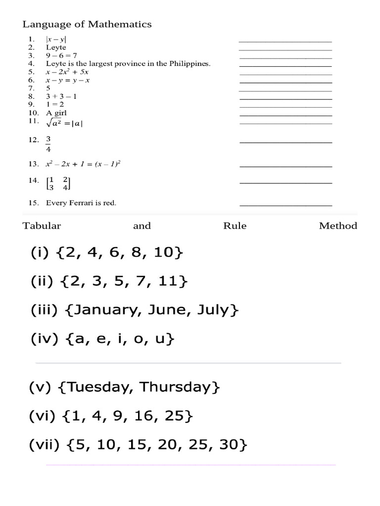 Worksheet MMW 1 3 | PDF