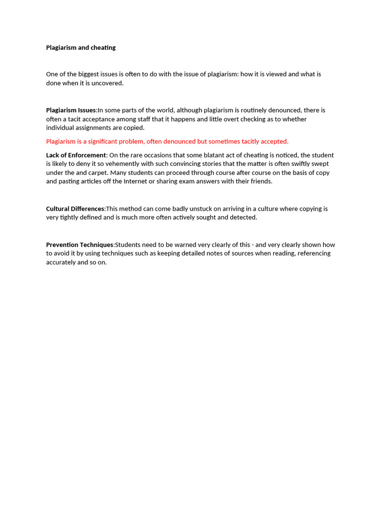 Plagiarism and Cheating | PDF