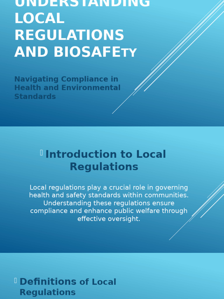 Understanding Local Regulations and Biosafety | PDF | Regulatory ...