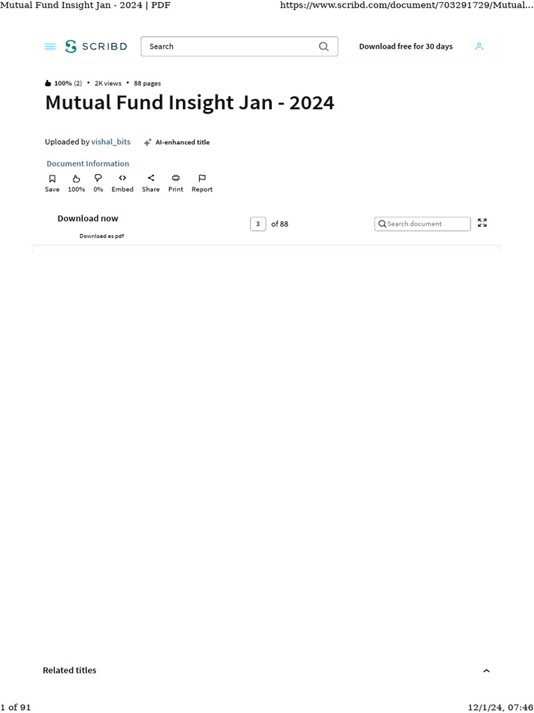 Mutual Fund Insight Jan - 2024 - PDF | PDF | Scribd