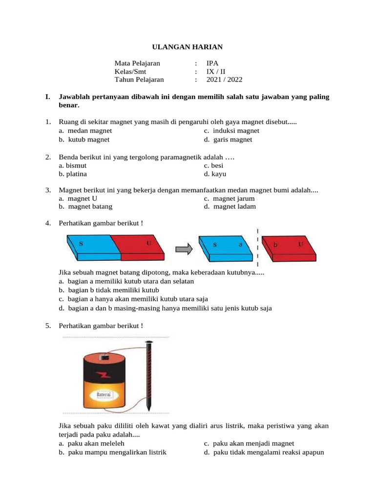 Soal Ulangan Kemagnetan | PDF