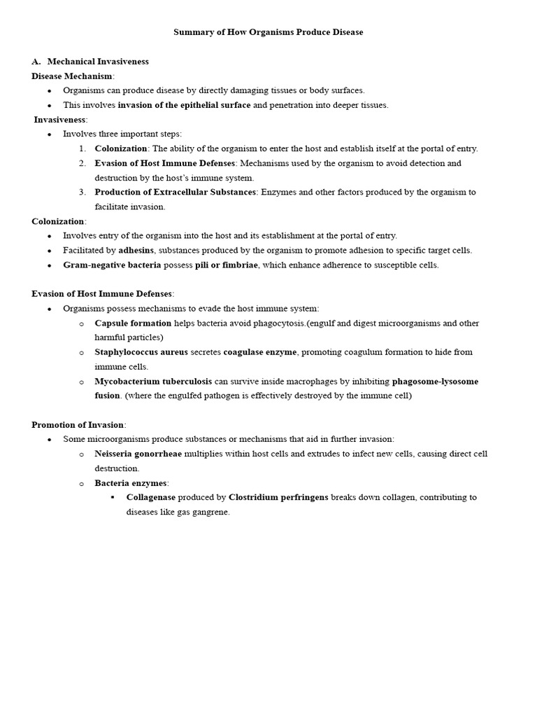 Summary of How Microorganisms Produce Infections | PDF | Bacteria ...