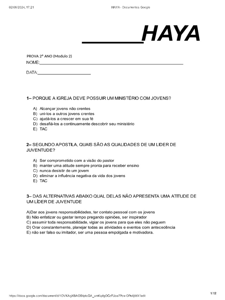 PROVA 2 CORRECAO-1 | PDF