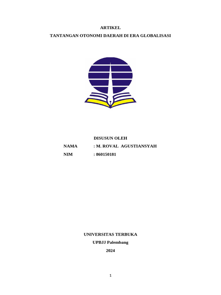 ARTIKEL Tantangan Otonomi Daerah Di Era Globalisasi | PDF