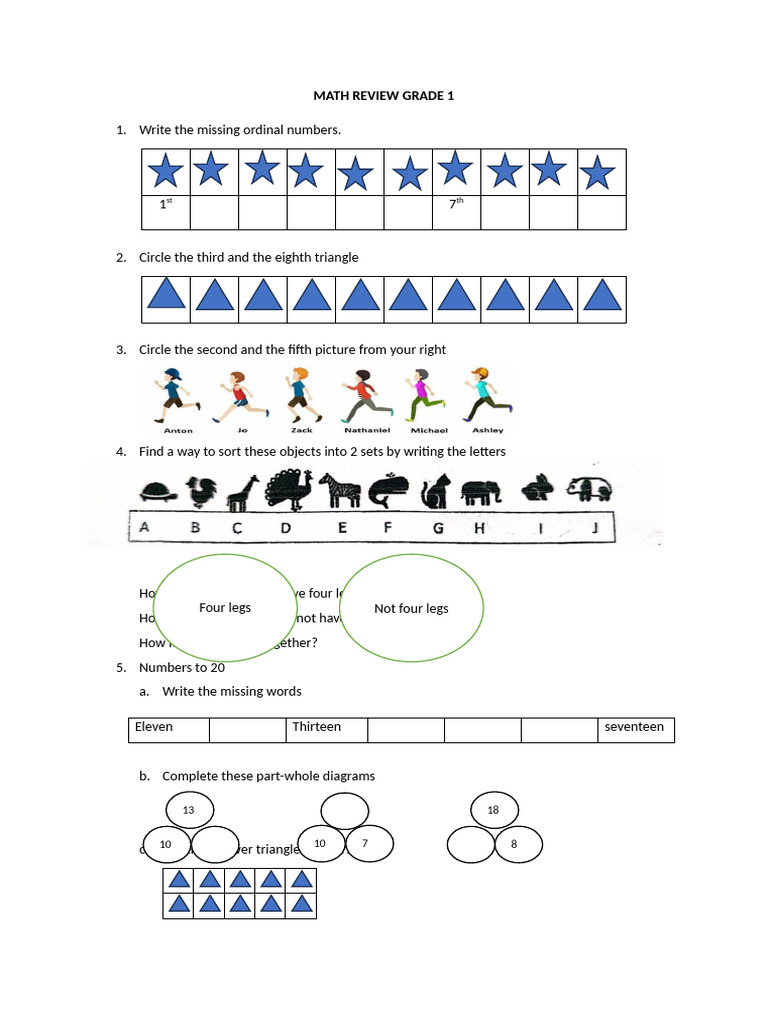 Math Review Grade 1-2nd SM | PDF