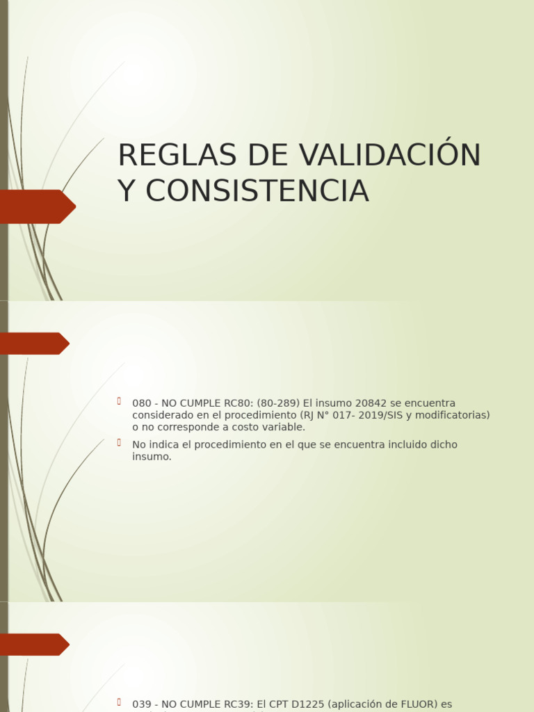 Reglas de Validación y Consistencia | PDF