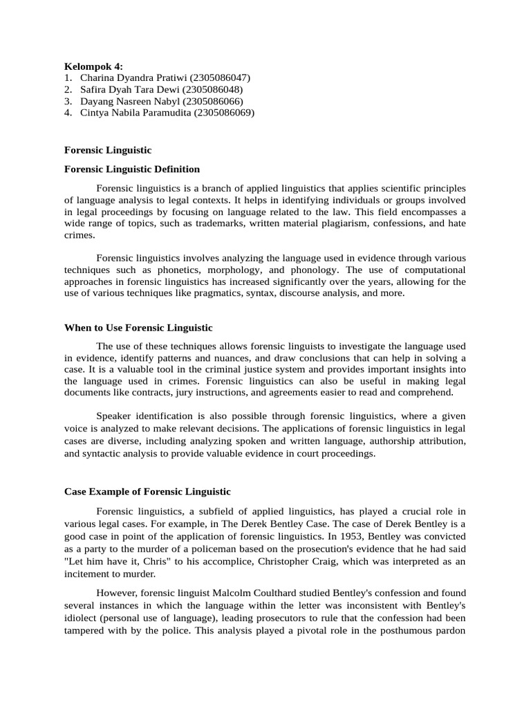 Forensic Linguistics | PDF | Linguistics | Forensic Science