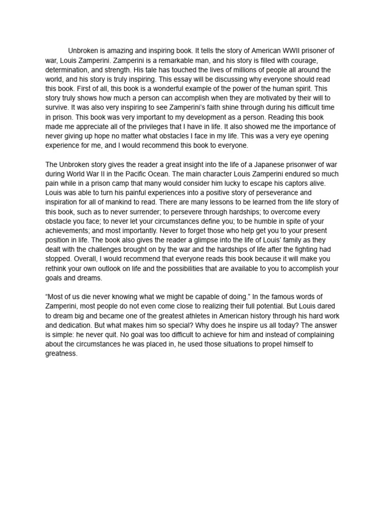 Unbroken - Book Review | PDF | Courage