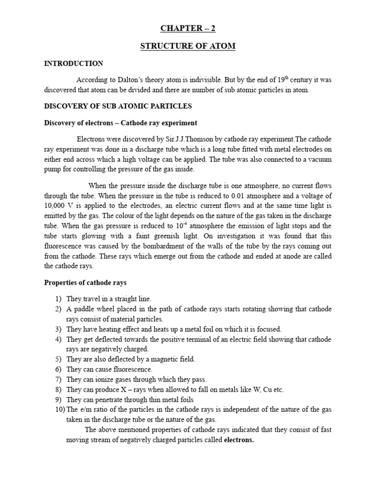 Chapter - 2 Structure of Atom | PDF | Photoelectric Effect | Electromagnetic Radiation