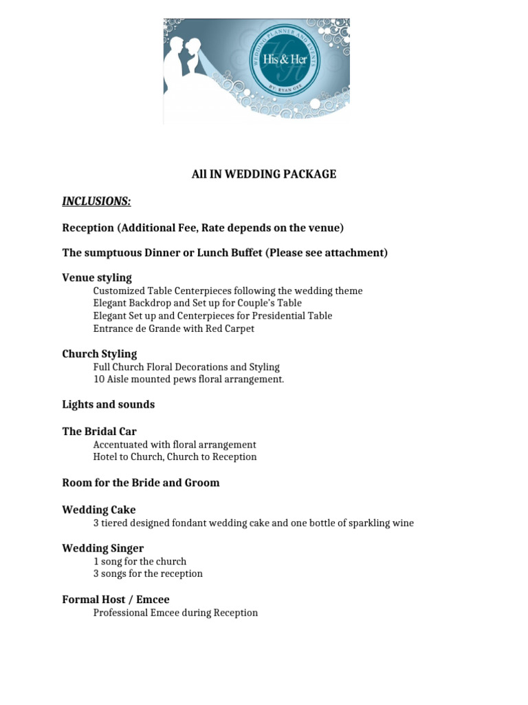 All in Wedding Package | PDF | Wedding | Bridesmaid