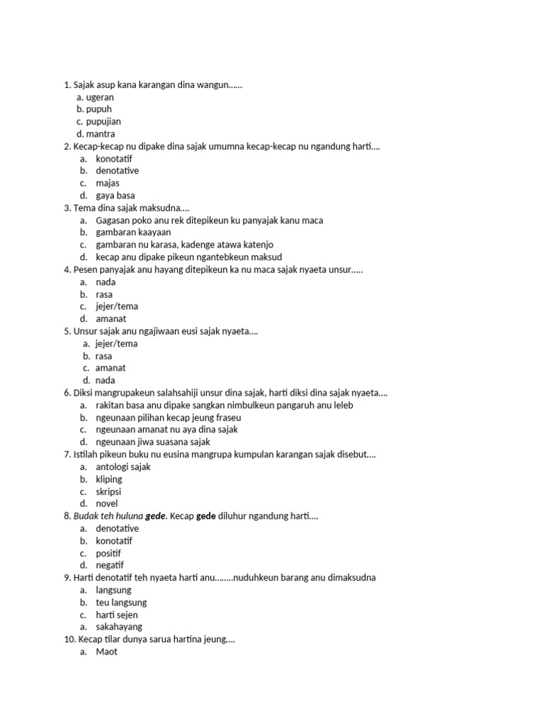Soal Basa Sunda 7 | PDF